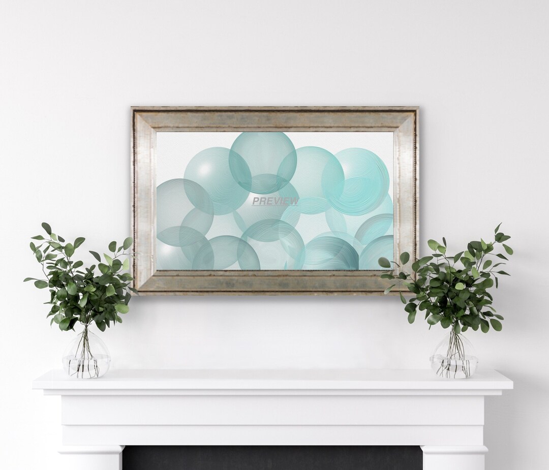 Minimalistic Blue Bubbles Painting, Poster Print Decoration Handmade - Etsy