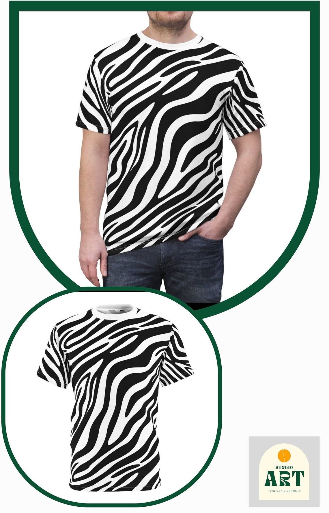 Patterned Unisex Cut & Sew Tee, Zebra Pattern Tshirt, Mens Tshirt ...