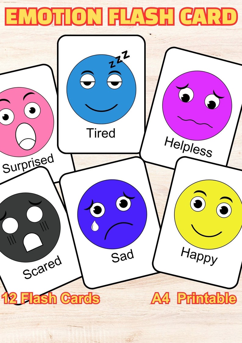 Emotions Feeling Flash Cards丨a4 PEG Printable丨feelings Poster丨emotions ...