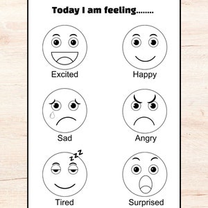 Emotion Flashcards Coloring Pages Printable, A4 JPEG, Feelings Poster ...