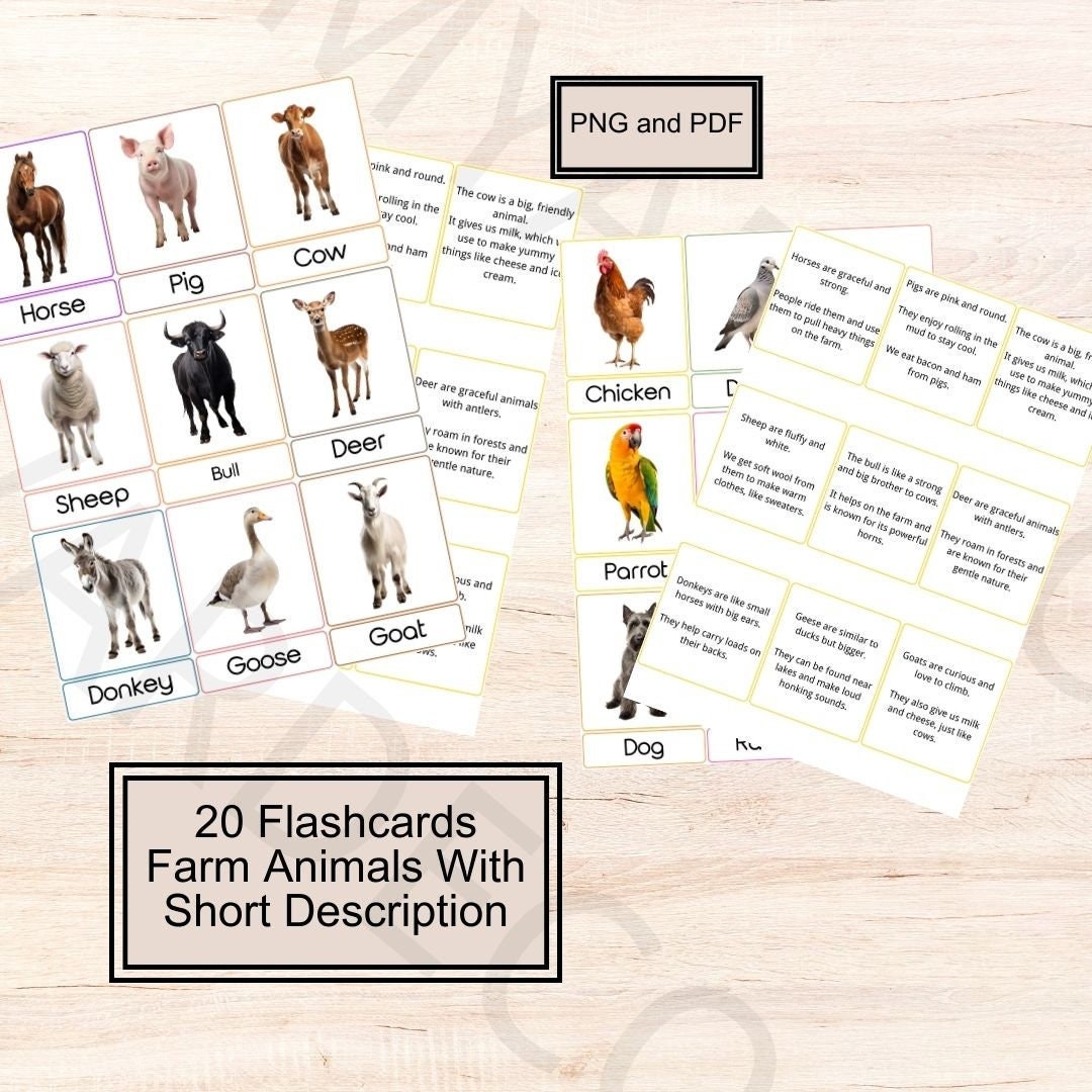 20 Farm Animals With Introduction 丨flashcards Animals丨pdf Printable ...