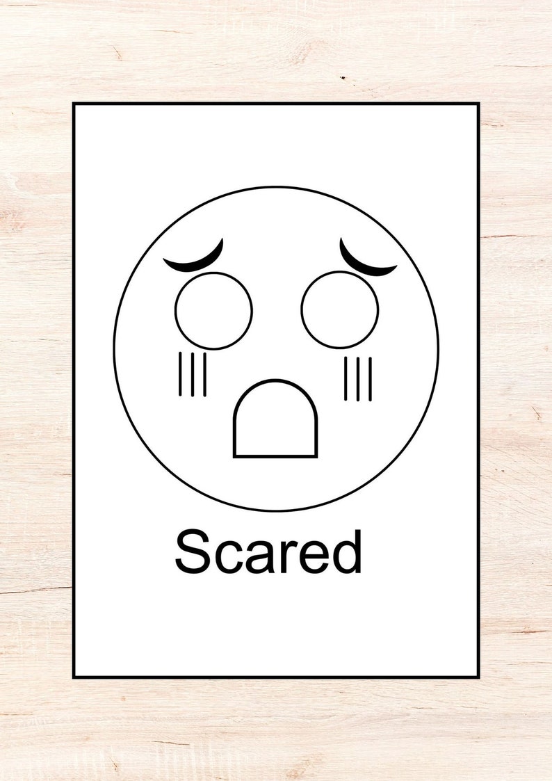 Emotion Flashcards Coloring Pages Printable, A4 JPEG, Feelings Poster ...
