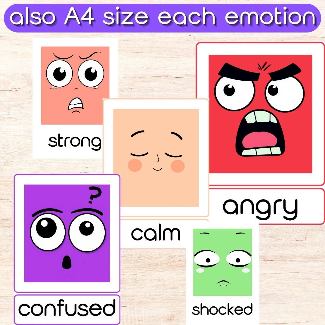 18 Feeling Emotion Flashcards丨printable PNG,300 Dpi,a4丨instant Download ...
