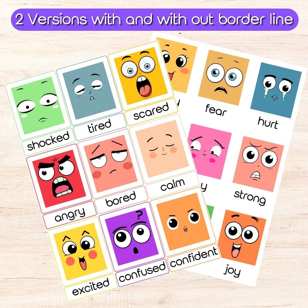 18 Feeling Emotion Flashcards丨printable PNG,300 Dpi,a4丨instant Download ...