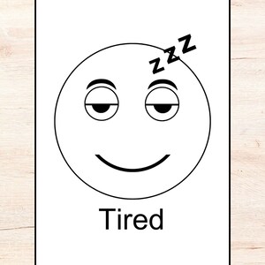 Emotion Flashcards Coloring Pages Printable, A4 JPEG, Feelings Poster ...