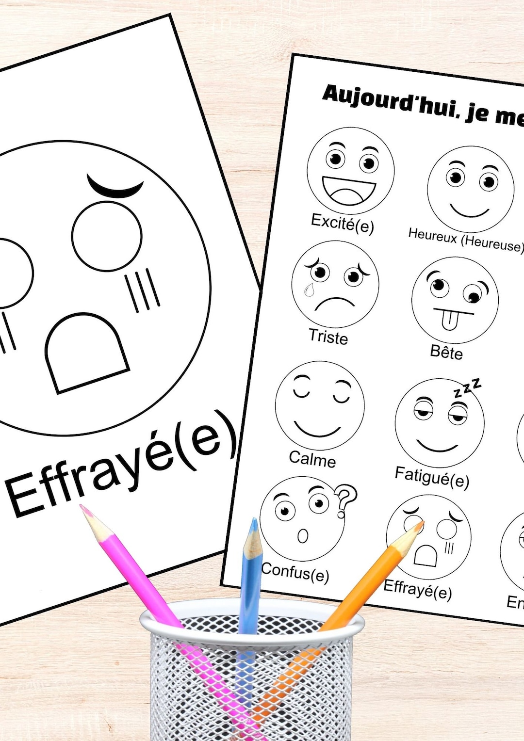 Emotions Coloring Sheets in FRENCH in A4 JPEG Format 丨grouped and ...