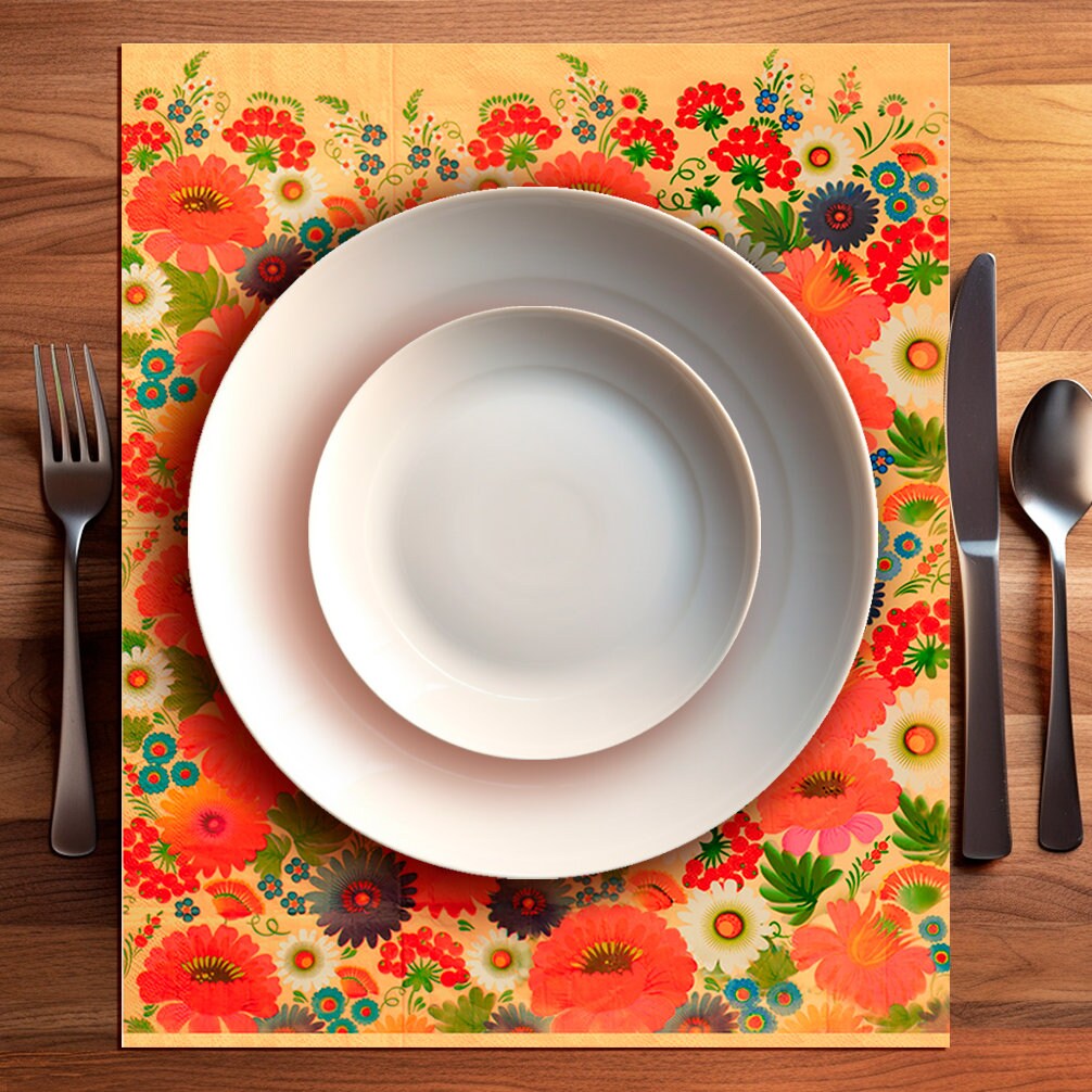 Floral Paper Napkins Disposable 100pcs - Decorative Dinner Style Rustic ...