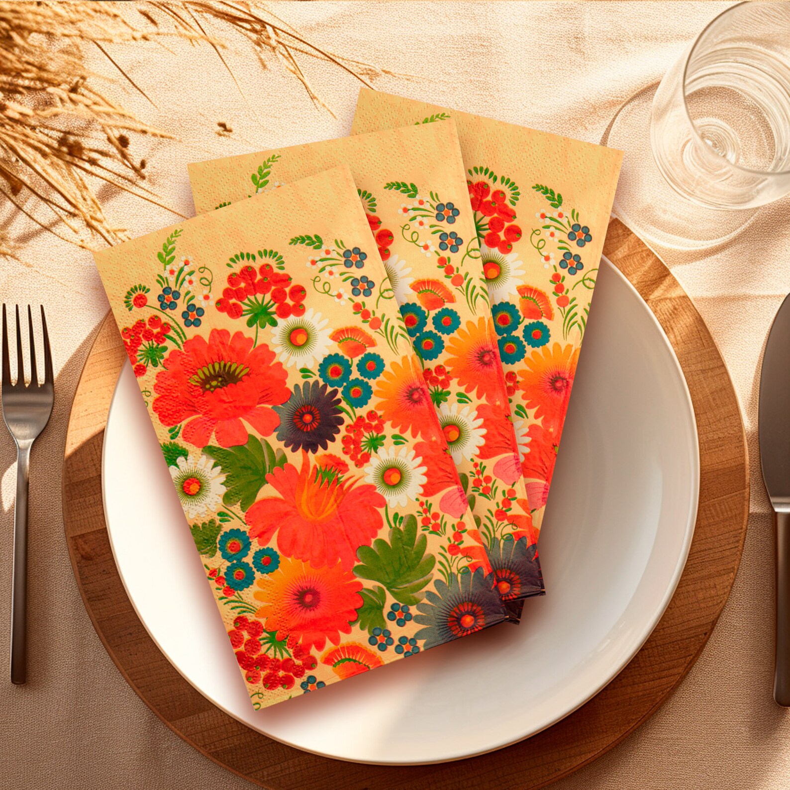 Floral Paper Napkins Disposable 100pcs - Decorative Dinner Style Rustic ...