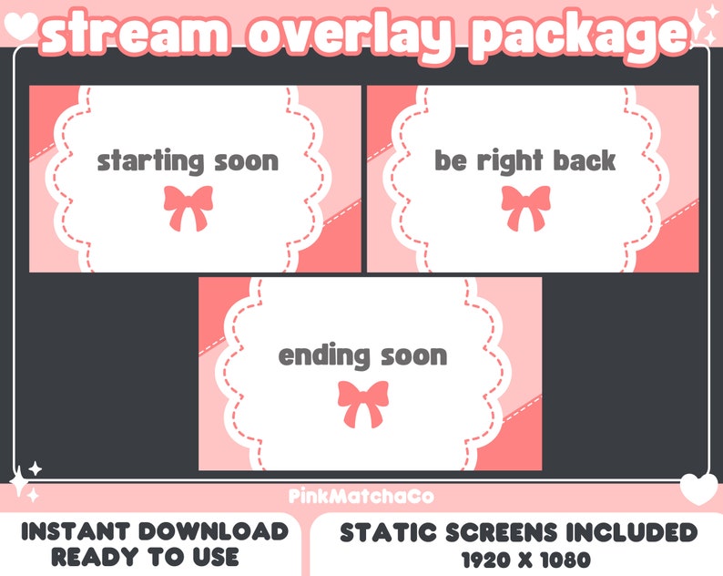Cute Animated Peachy Red Scalloped Ribbon Stream Package | Grey Twitch ...