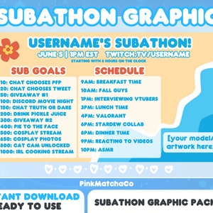 Cute Summer Subathon Template | Twitch Subathon | Beach Ocean Streamer ...