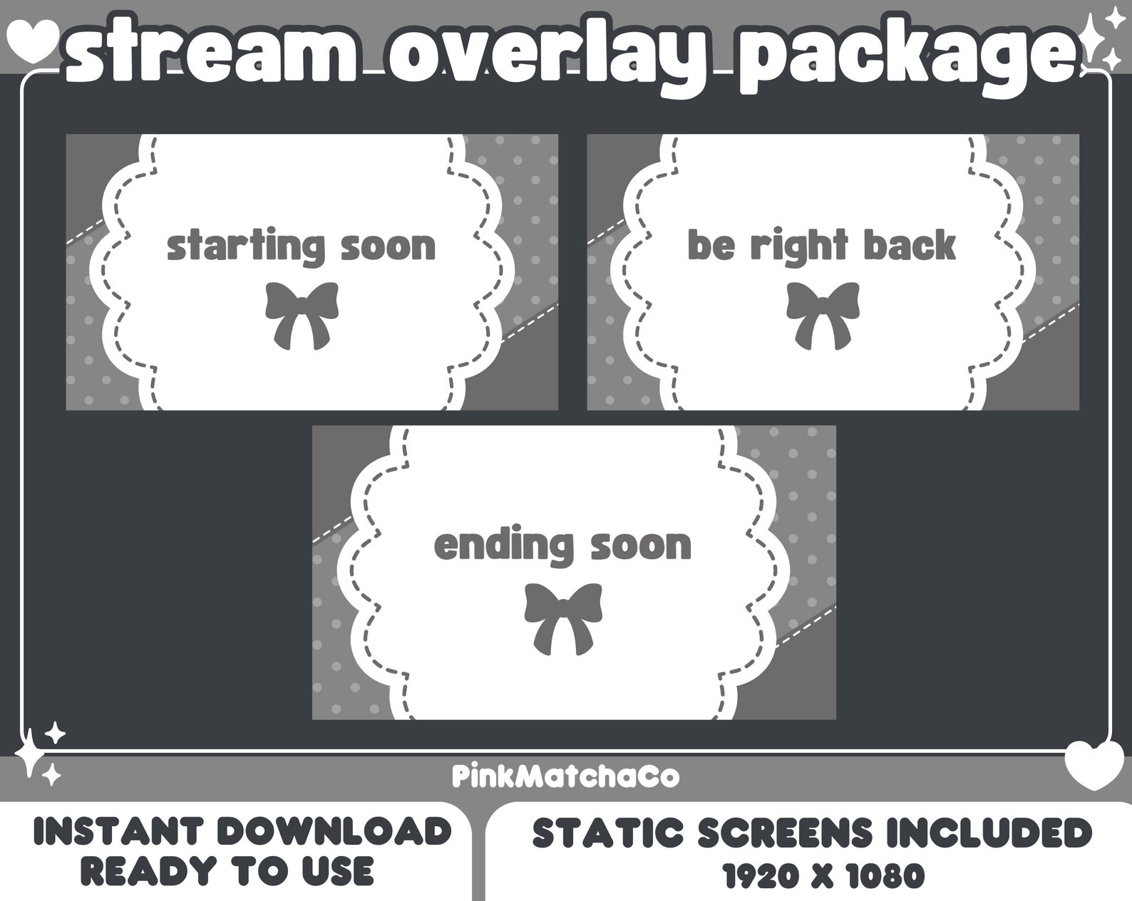Cute Animated Gray Minimal Scalloped Ribbon Stream Package | Grey ...