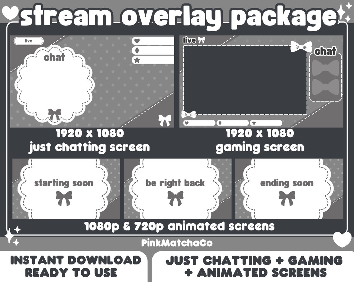 Cute Animated Gray Minimal Scalloped Ribbon Stream Package | Grey ...