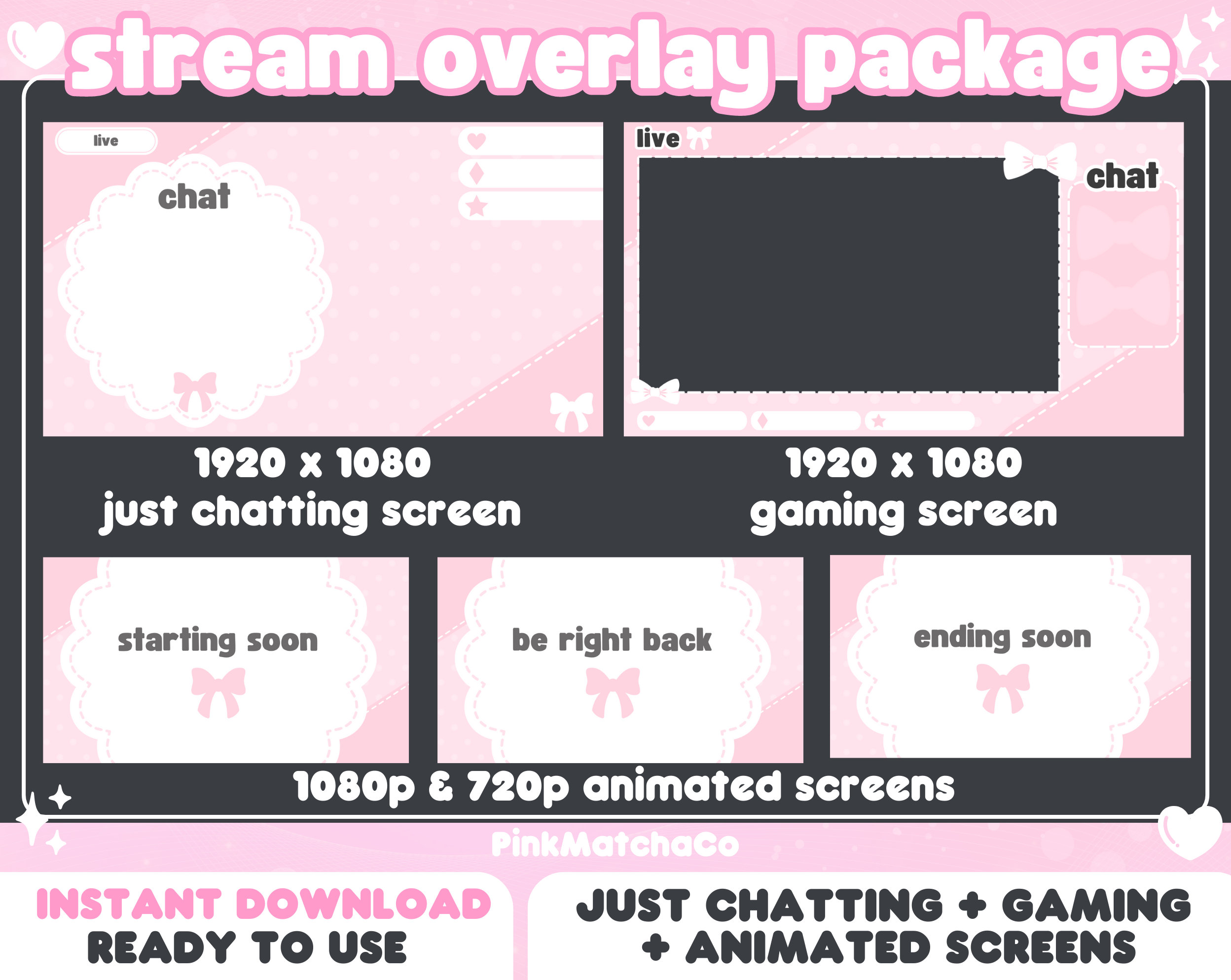 Cute Animated Pastel Pink Scalloped Ribbon Stream Package | Twitch ...