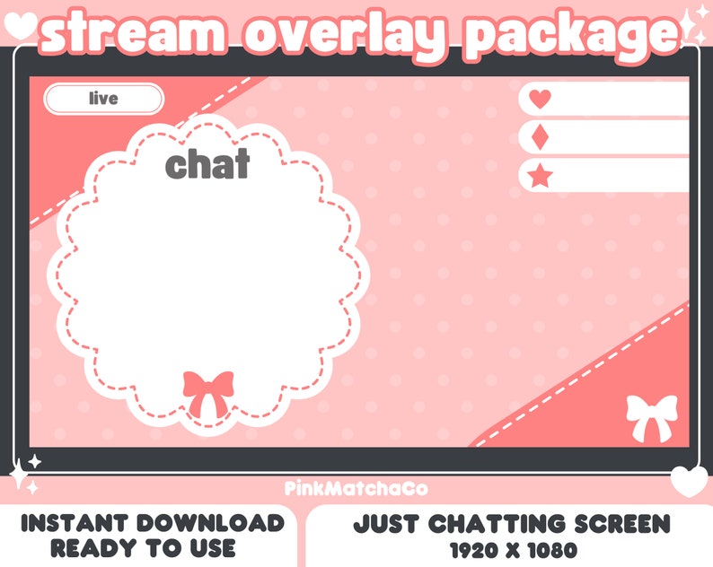 Cute Animated Peachy Red Scalloped Ribbon Stream Package | Grey Twitch ...