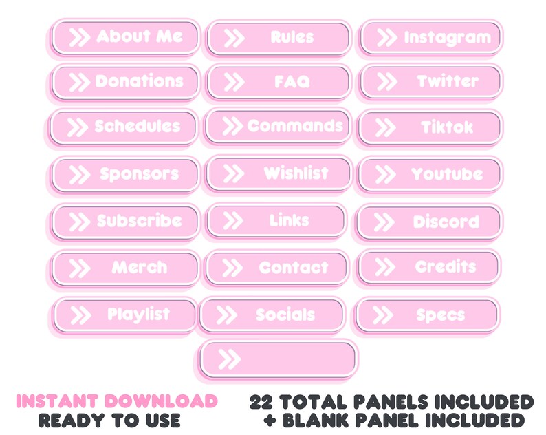 Simple Clean Pink Twitch Panels | Minimalism Theme Streamer Vtuber ...