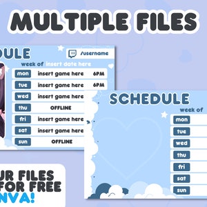 Blue Cute Cloudy Stream Schedule Template Kawaii Pastel Blue Twitch ...