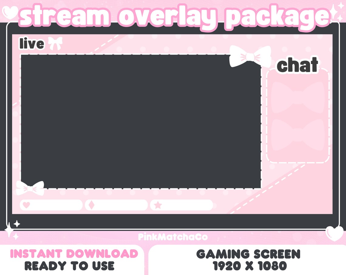 Cute Animated Pastel Pink Scalloped Ribbon Stream Package | Twitch ...