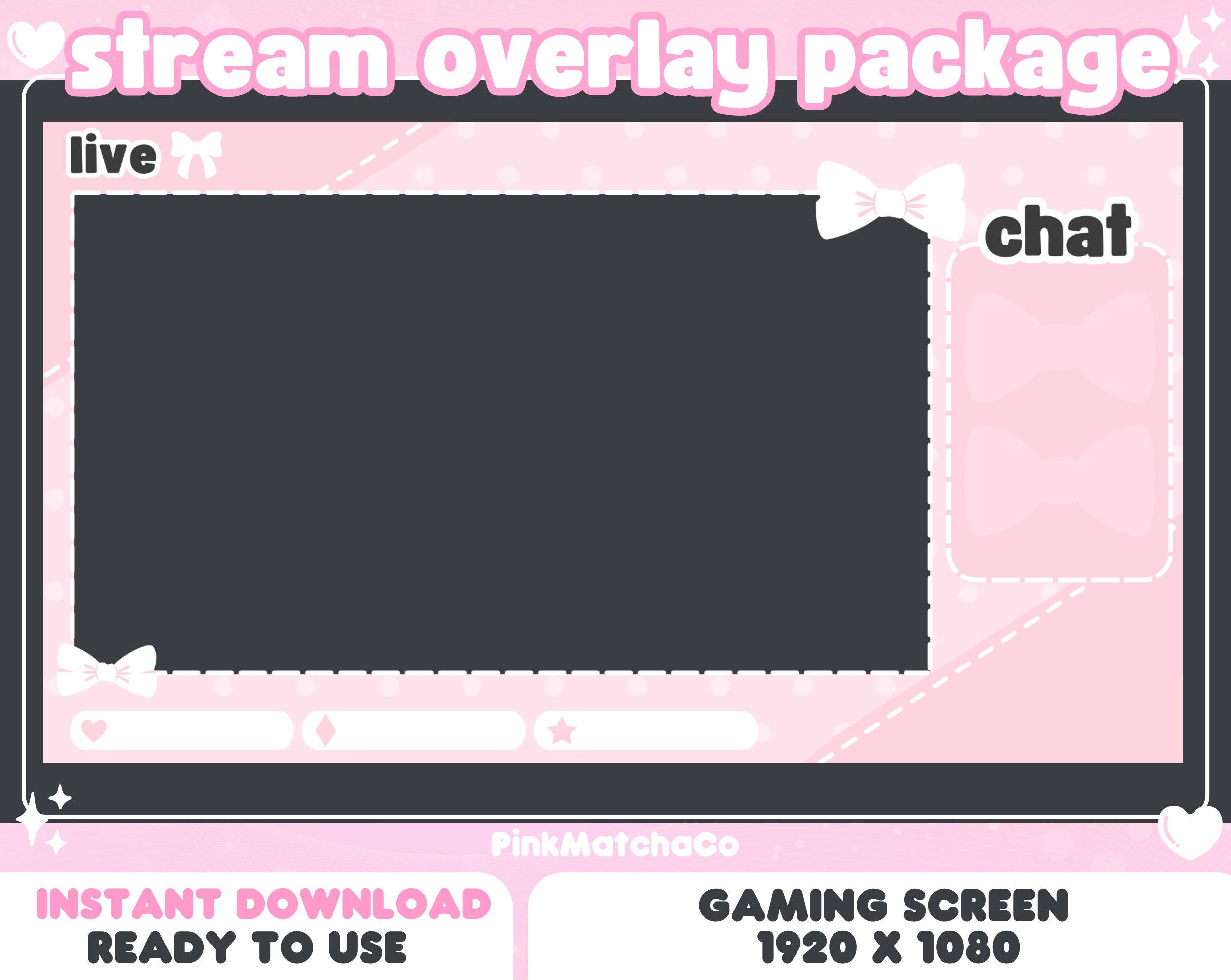 Cute Animated Pastel Pink Scalloped Ribbon Stream Package | Twitch ...