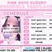 Pink Cute Cloudy Stream Schedule Template | Kawaii Pastel Pink Twitch Streamer Vtuber Weekly ...