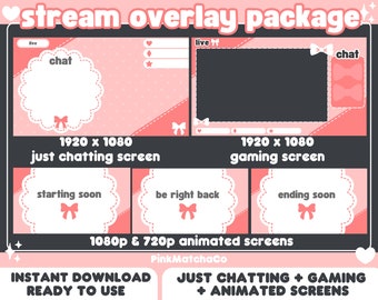 Cute Animated Pastel Pink Scalloped Ribbon Stream Package | Twitch ...
