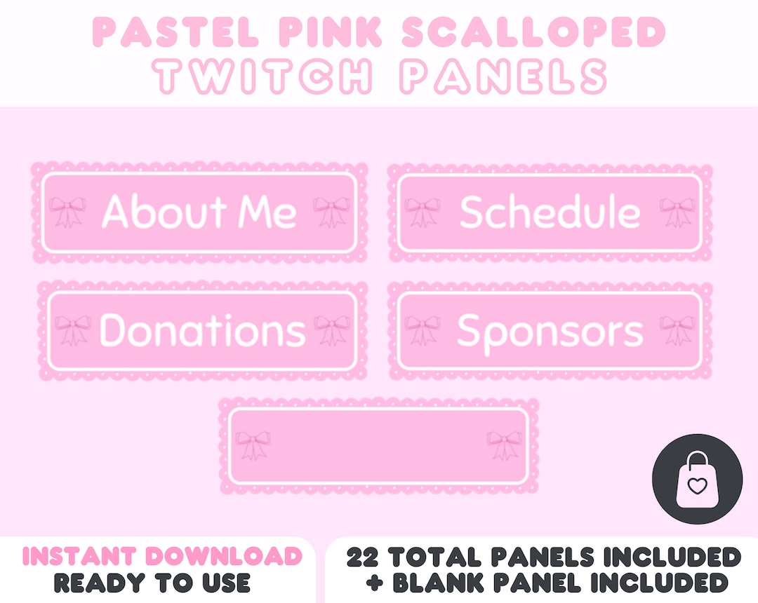 Pastel Pink Scalloped Twitch Panels | Girly Streamer Vtuber Kawaii Lace ...