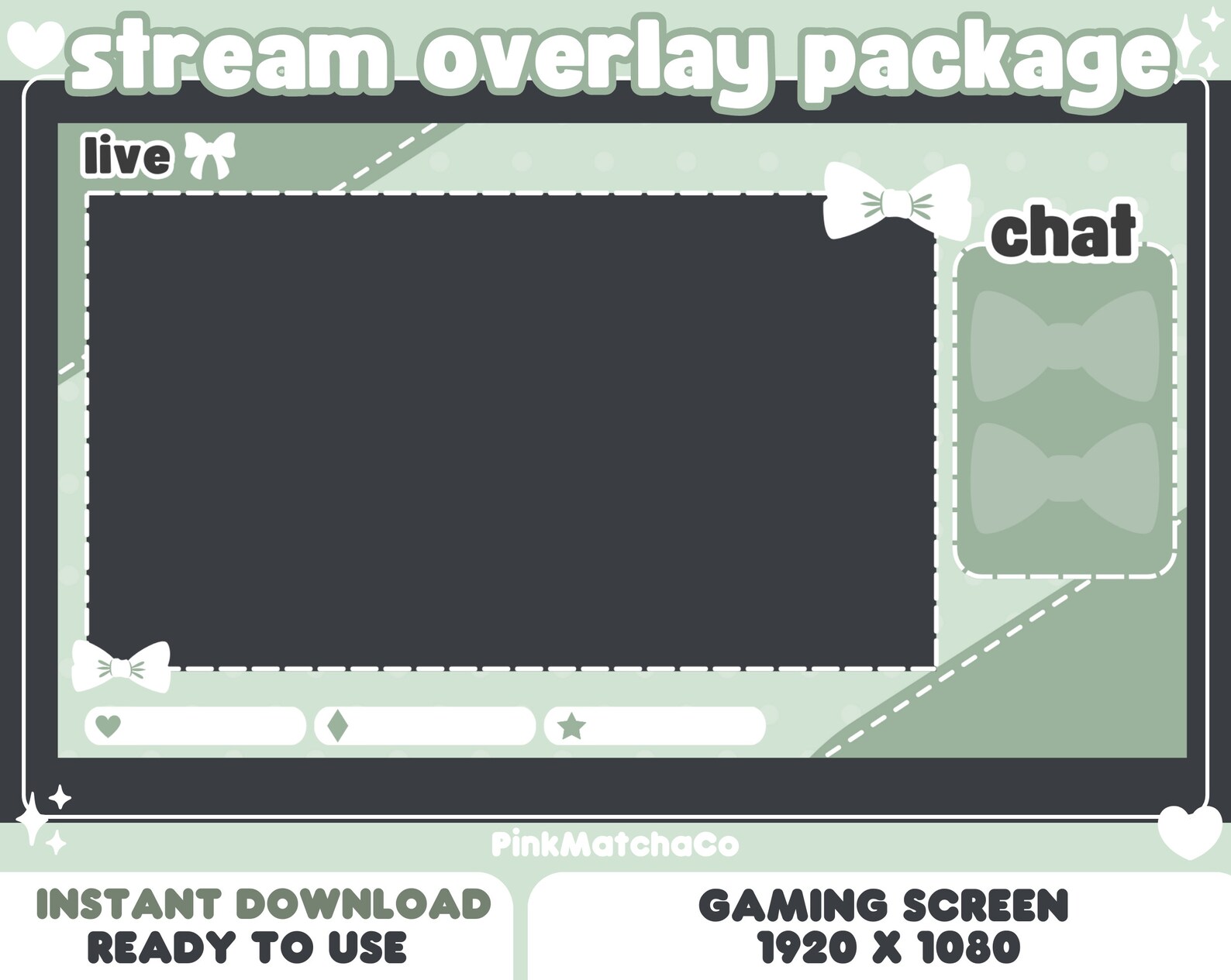 Cute Animated Pastel Green Scalloped Ribbon Stream Package | Twitch ...