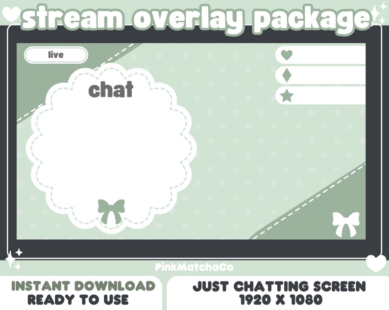 Cute Animated Pastel Green Scalloped Ribbon Stream Package | Twitch ...