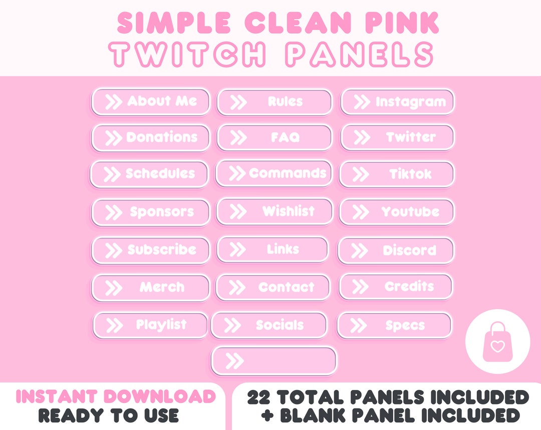 Simple Clean Pink Twitch Panels | Minimalism Theme Streamer Vtuber ...