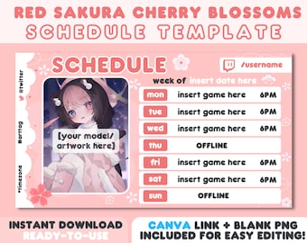 Pink Cute Cloudy Stream Schedule Template | Kawaii Pastel Pink Twitch ...