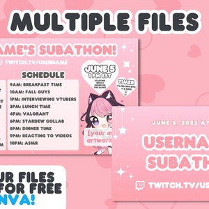 Pink Cute Starry Subathon Template | Kawaii Pastel Pink Twitch Streamer ...