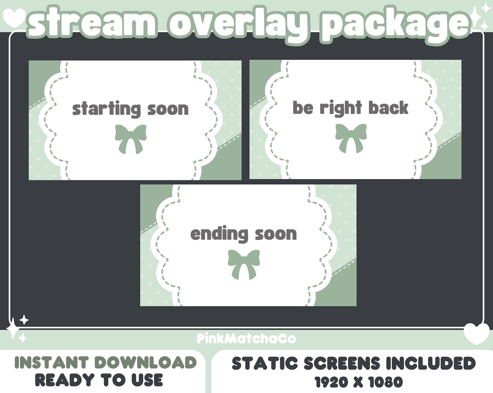 Cute Animated Pastel Green Scalloped Ribbon Stream Package | Twitch ...