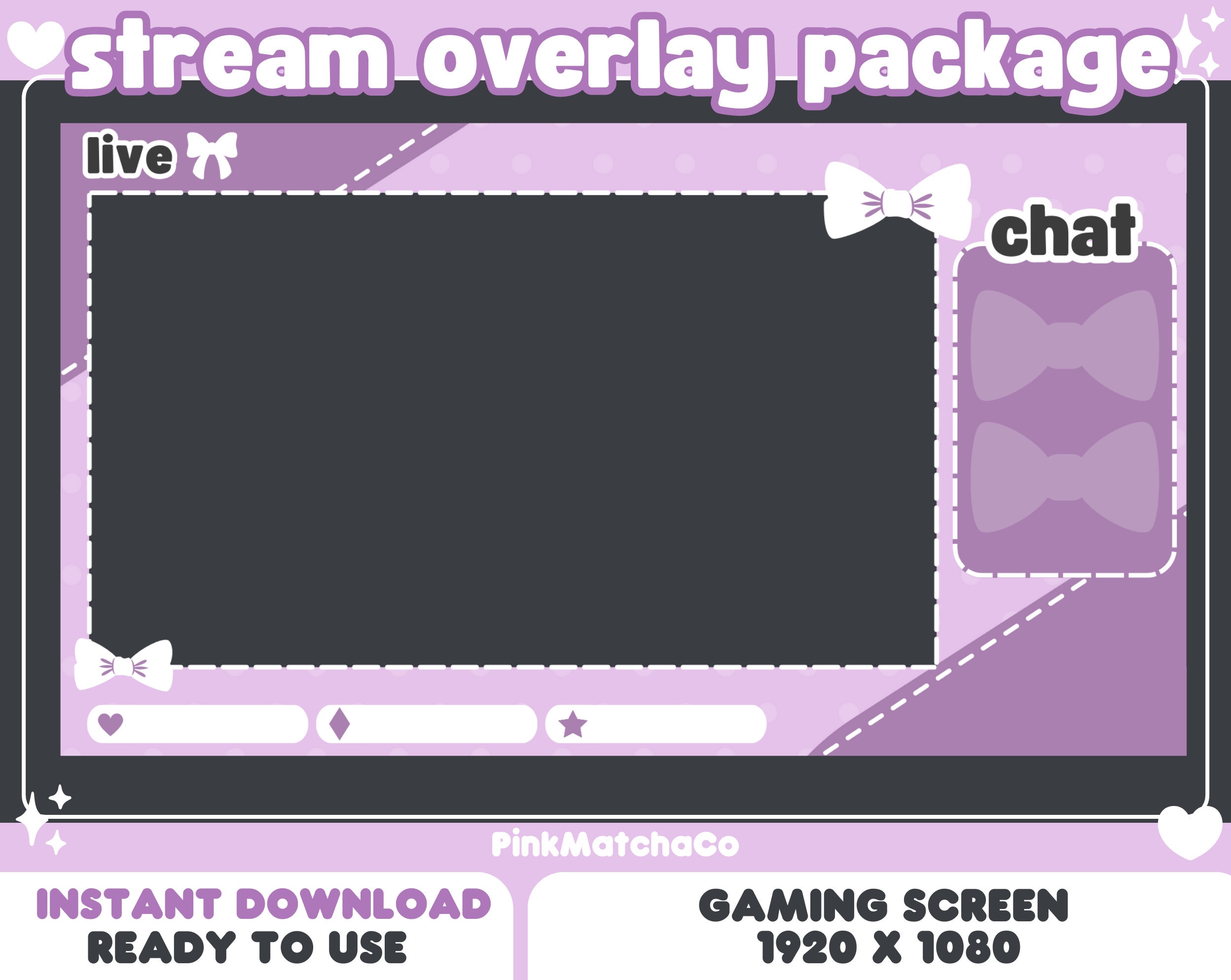 Cute Animated Pastel Purple Scalloped Ribbon Stream Package Twitch ...