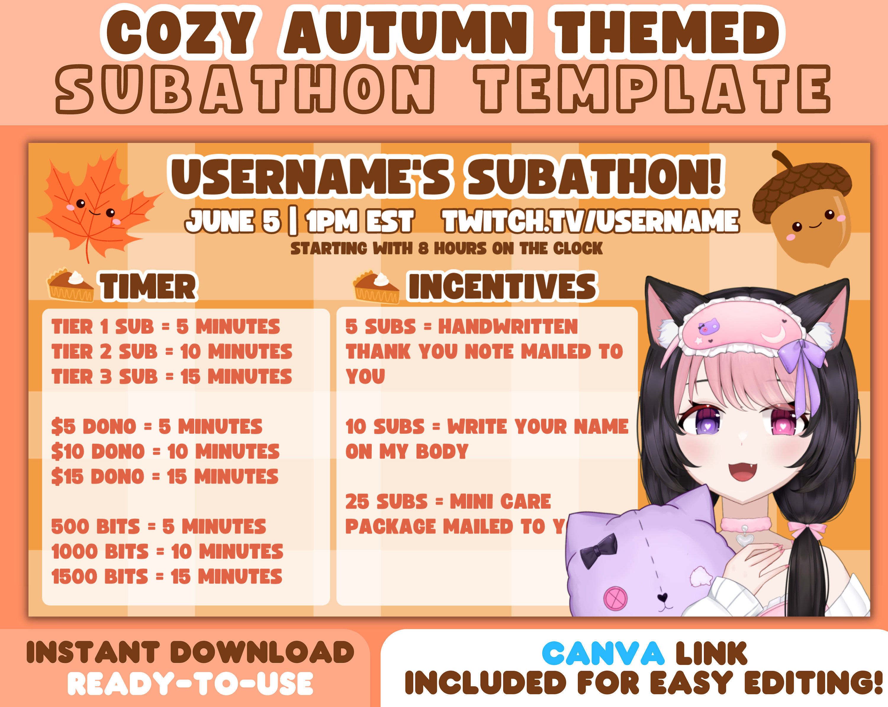 Cozy Autumn Fall Theme Subathon Template Package Cute Twitch - Etsy UK