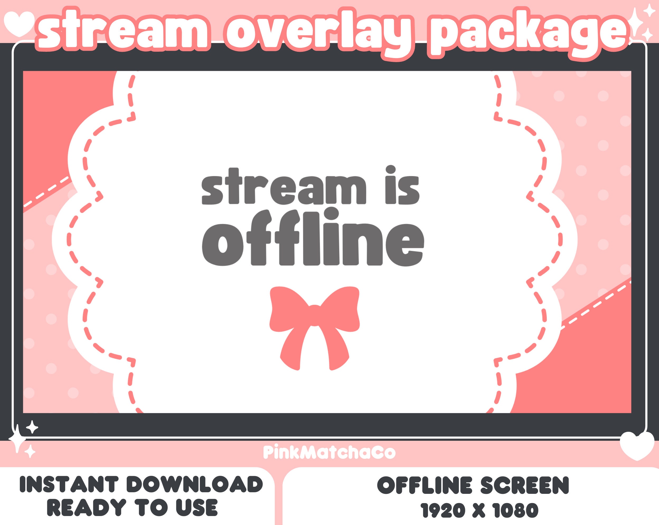 Cute Animated Peachy Red Scalloped Ribbon Stream Package | Grey Twitch ...