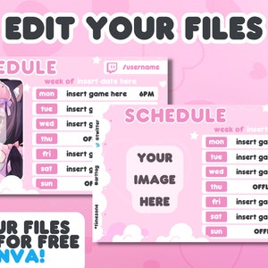 Pink Cute Cloudy Stream Schedule Template | Kawaii Pastel Pink Twitch ...