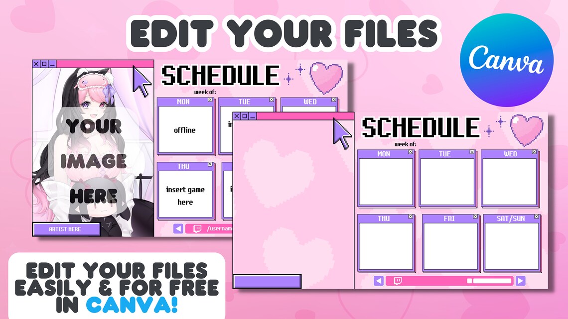 BUNDLE | Pink 90s Internet Cute Pixel Twitch Overlays + Panels + Stream ...