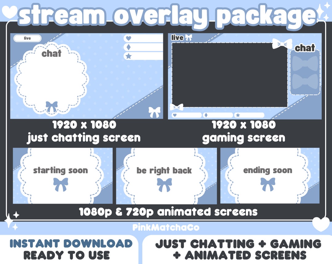 Cute Animated Pastel Blue Scalloped Ribbon Stream Package | Twitch ...