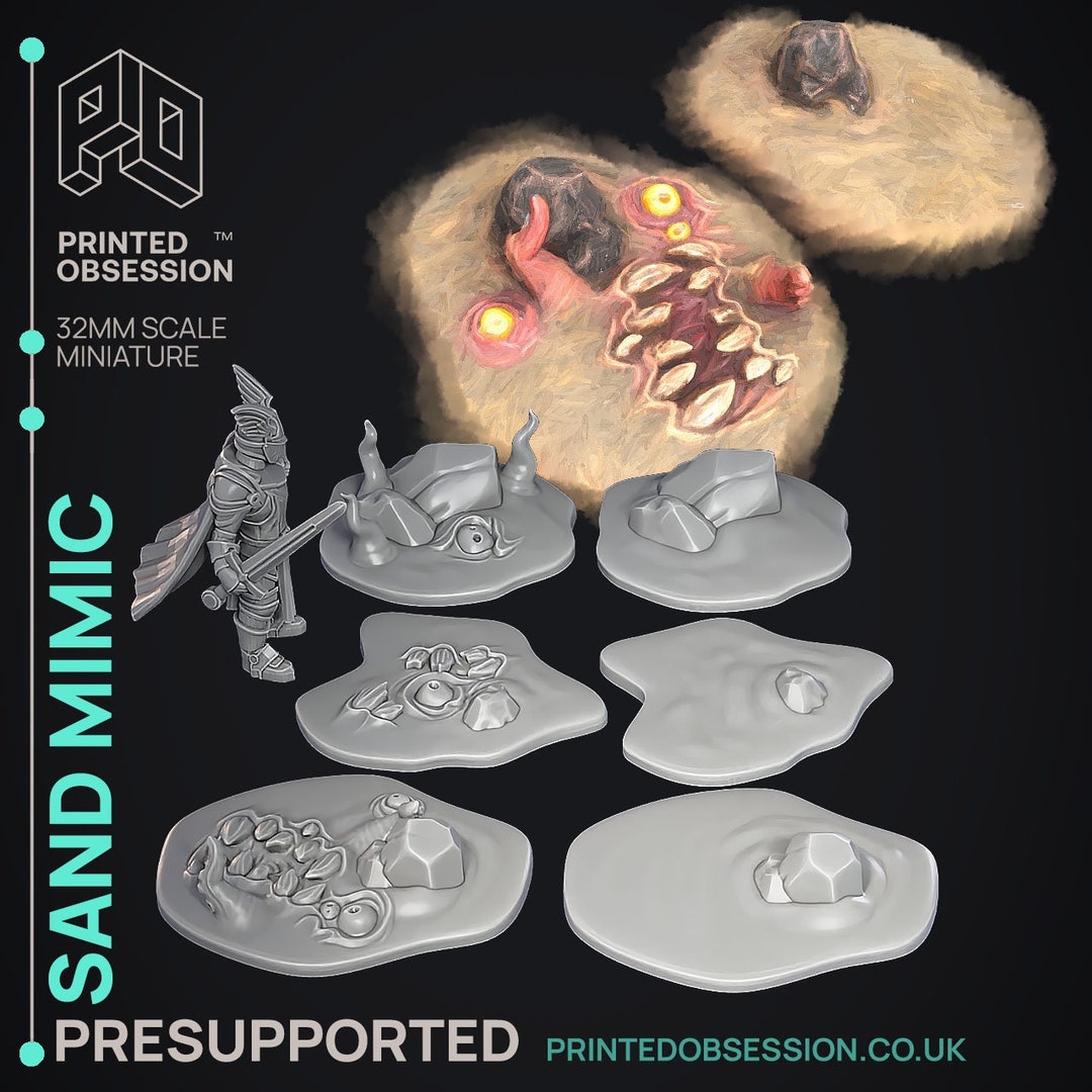 Sand Mimic 6 Pack the Wandering Desert 32mm D&D Miniatures by Printed ...
