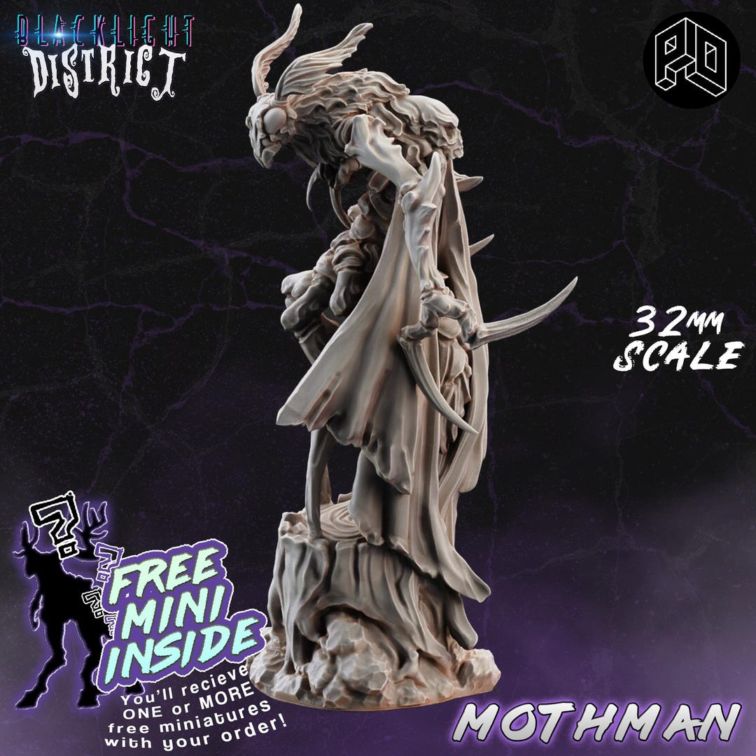 Mothman Cryptids and Skin Walkers 32mm D&D Miniatures by Printed ...