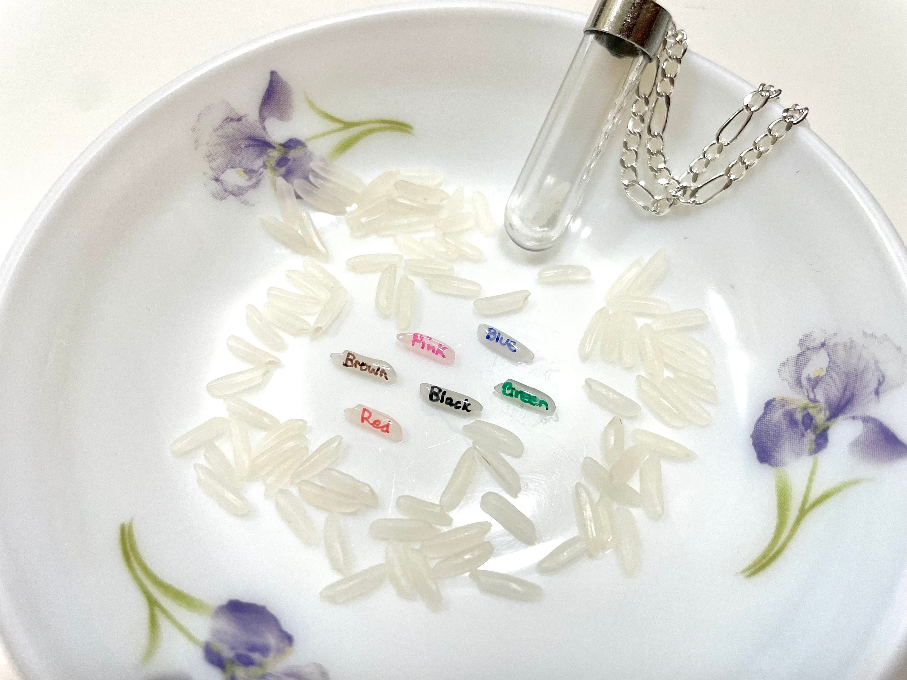 Shiny Rice Necklace, Handwrite on Rice, Name on Rice Grain, Dandelion ...