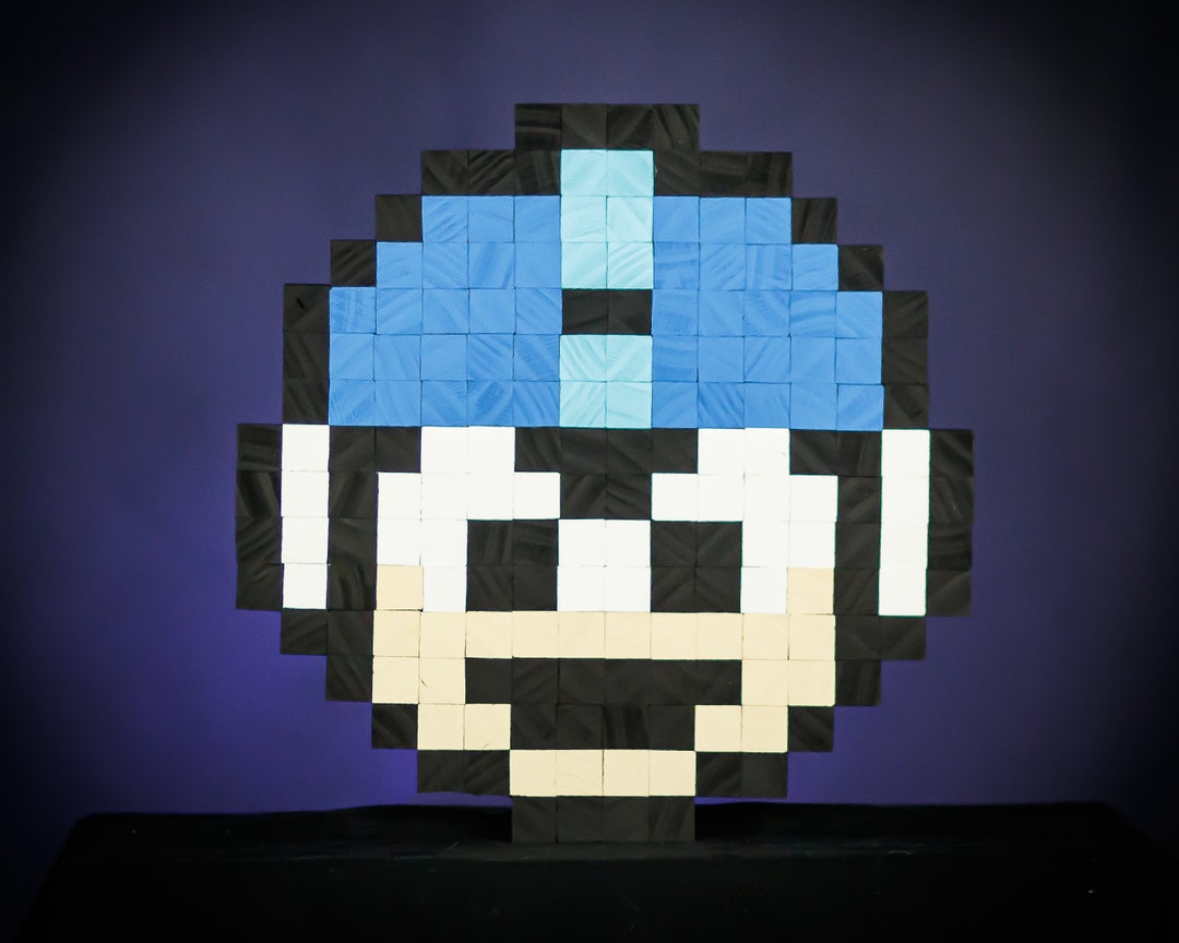 8-bit Wood Pixel Fan Art Mega Man 1UP - Etsy UK