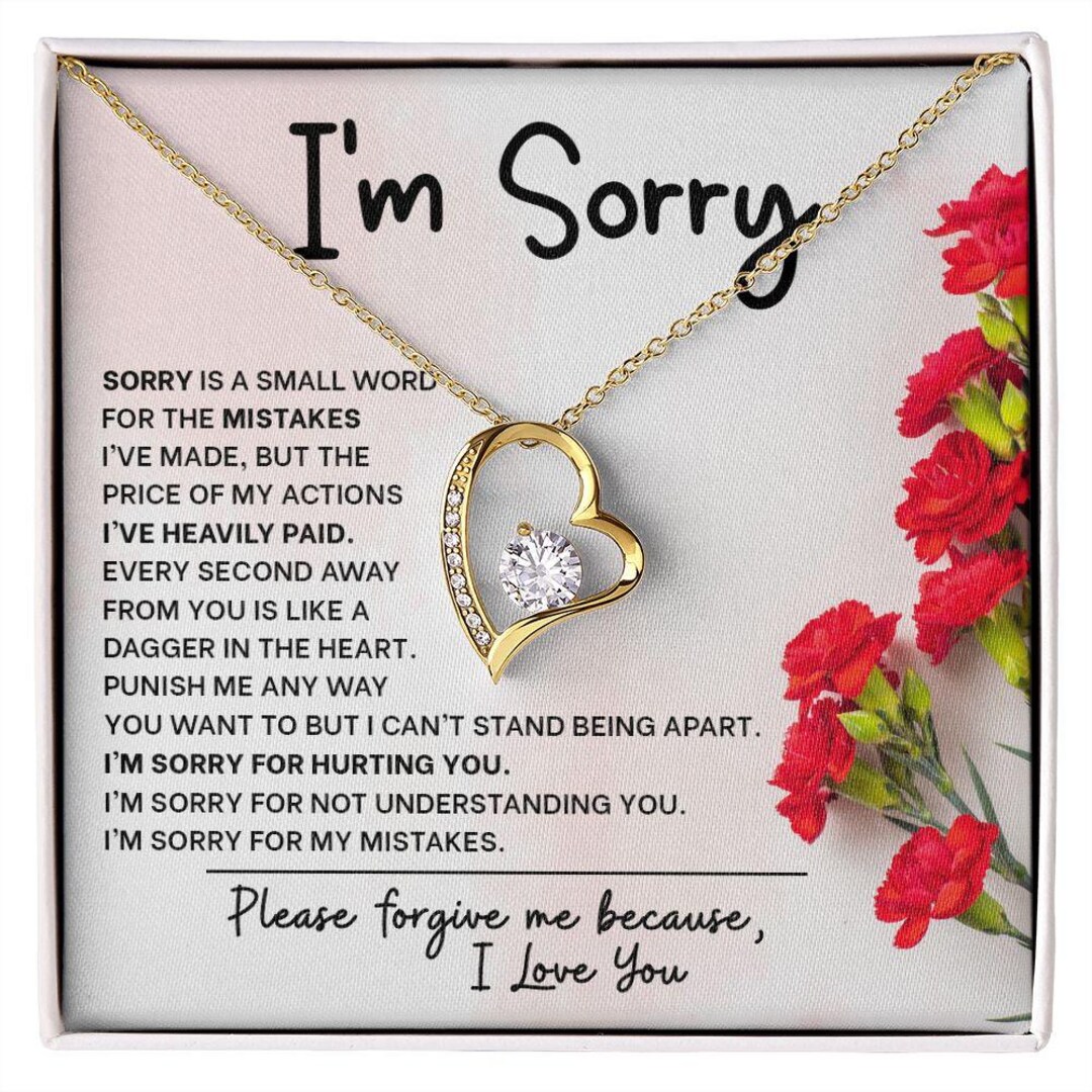 Heart Shaped Necklace for Women With I'm Sorry Message | Heart Necklace ...