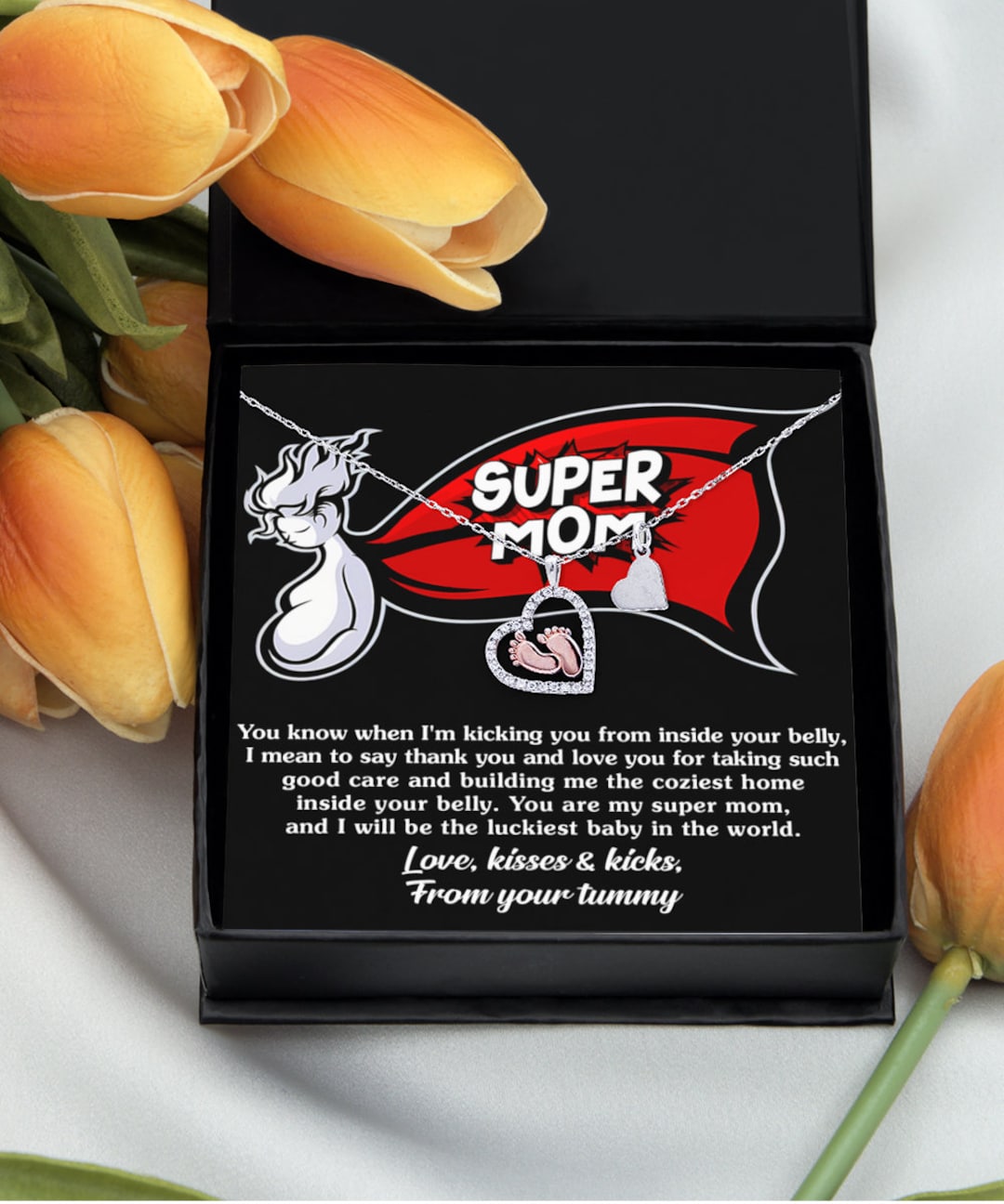 Mama-to-be-my Super Mom Baby Feet Necklace - Etsy