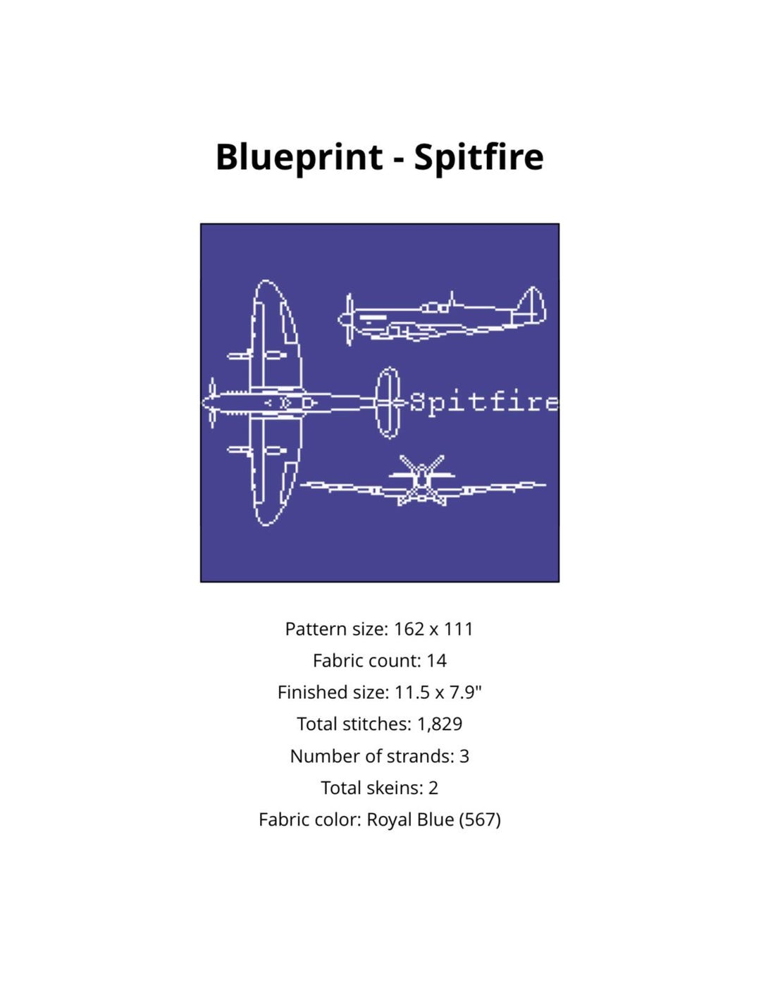 Spitfire Blueprint Cross-stitch Pattern (digital Download) - Etsy