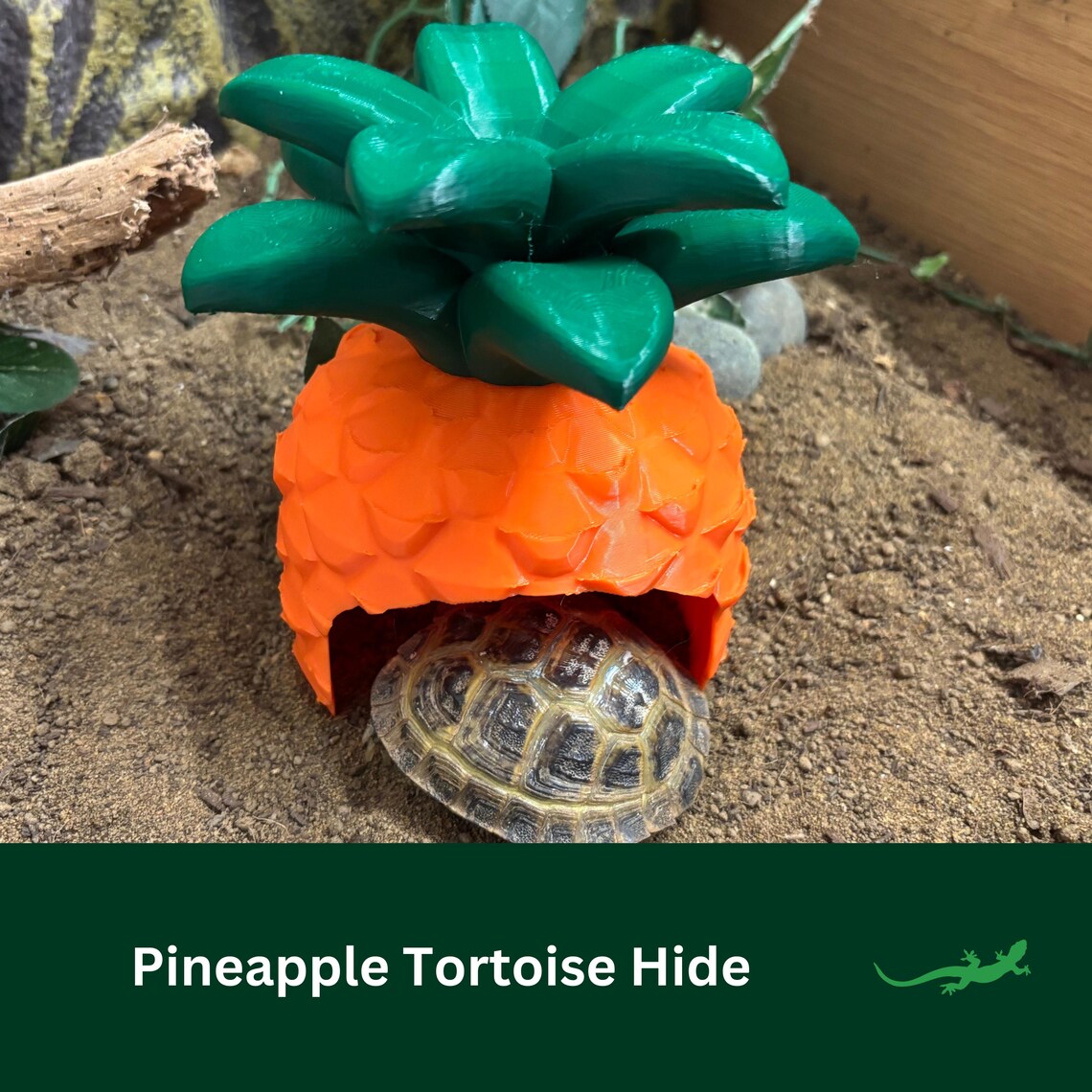 TORTOISE Pineapple Reptile Hide, Whimsical Vivarium Accessory for Pet ...