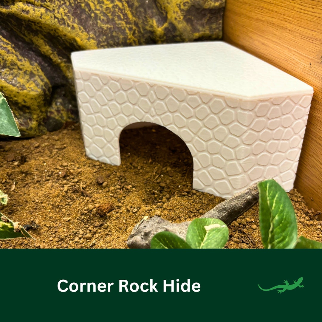 Corner ROCK Reptile Hide, Leopard Gecko or Bearded Dragon Hiding Spot ...