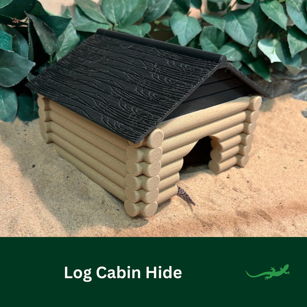 Wooden LOG CABIN Reptile Hide, Whimsical Vivarium Pet Enclosure ...