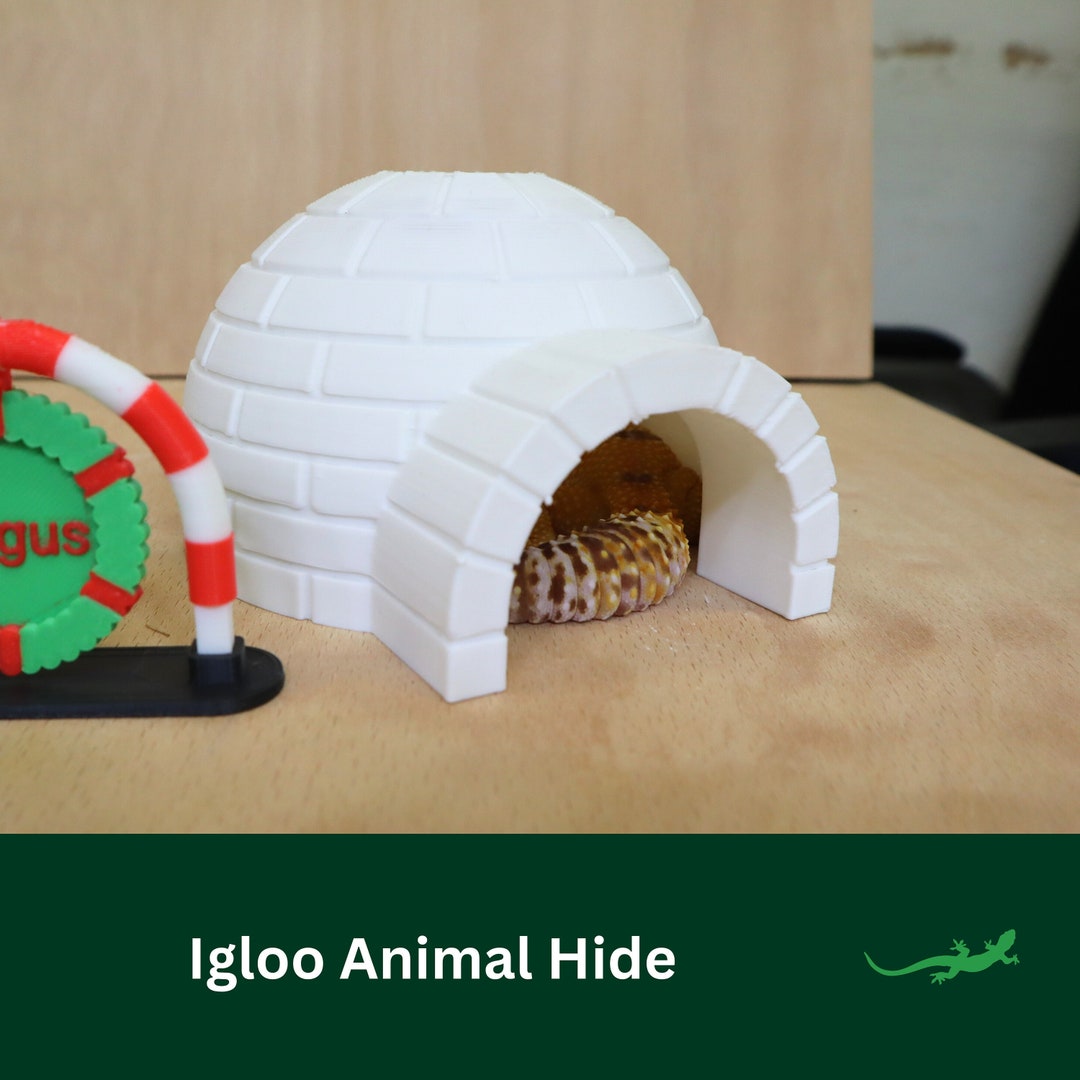 Igloo Reptile Hide, Large Christmas Accessory for Arachnid, Lizard, Spider, Turtle, Mouse ...