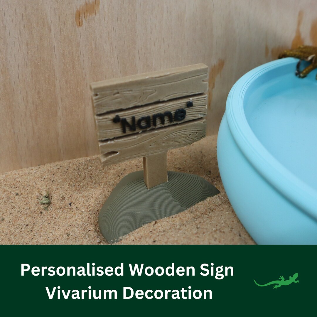 Wooden Personalised Name Sign, Reptile Decoration, Vivarium Accessory ...