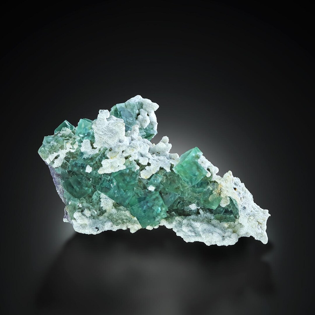 Amazing! Blue Phantom in Green FLUORITE With CALCITE From Mongolia - Etsy